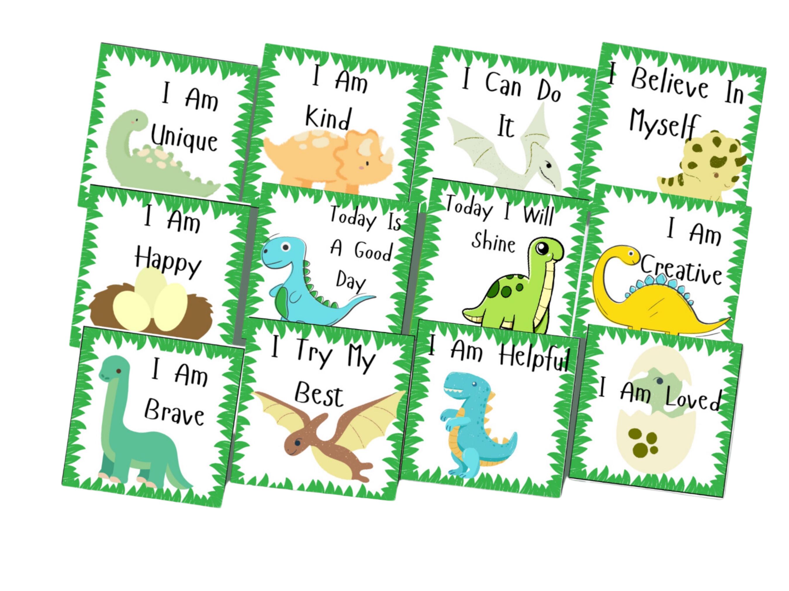 Printable Encouragement Cards, Dinosaur Themed Affirmations for Kids ...