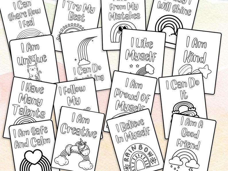 Printable Kids Affirmation Coloring Pages | Positive Self-esteem ...