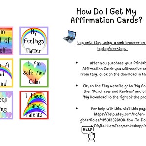 Printable Rainbow Affirmation Cards for Kids - Etsy