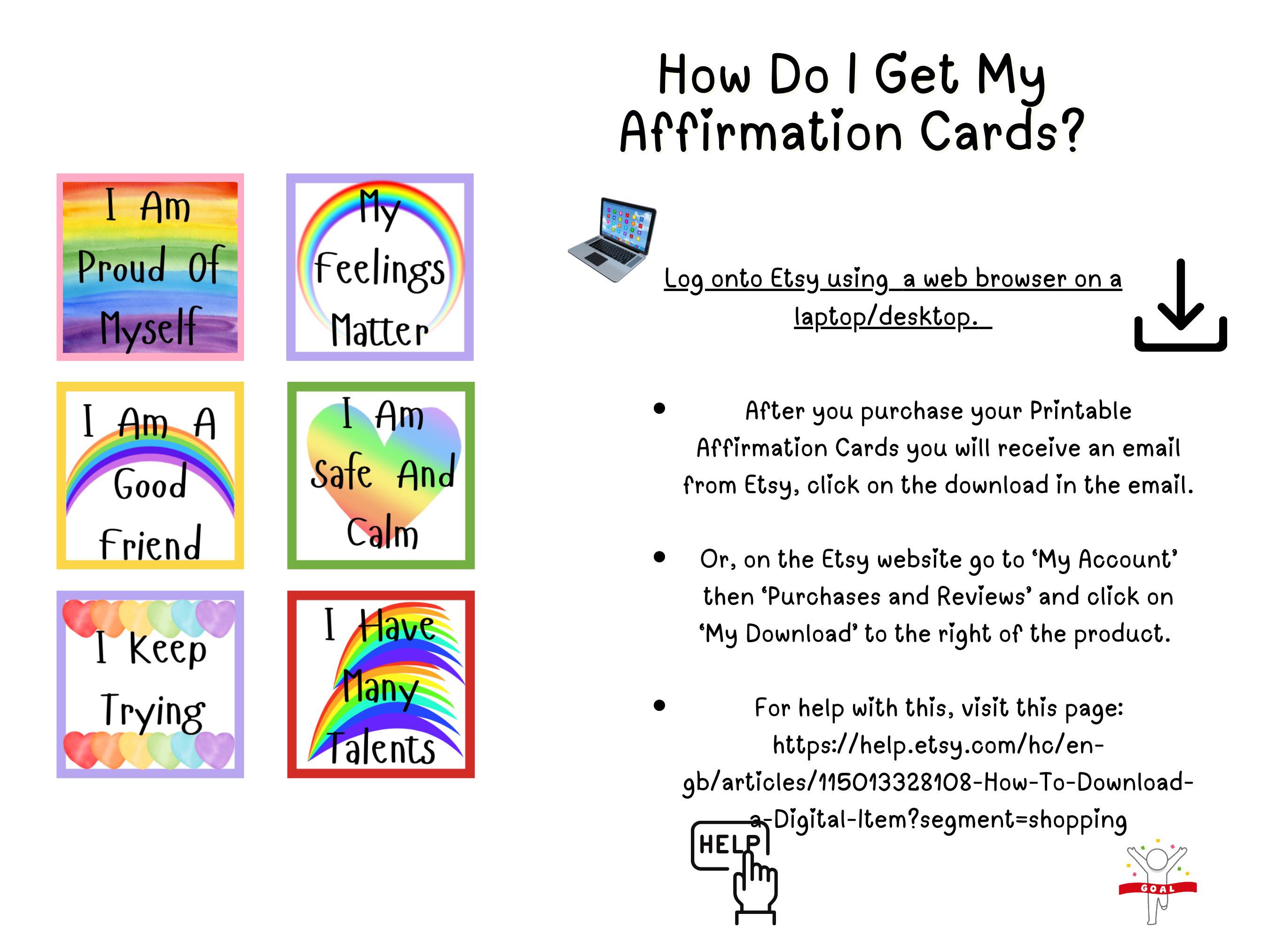 Printable Rainbow Affirmation Cards for Kids - Etsy