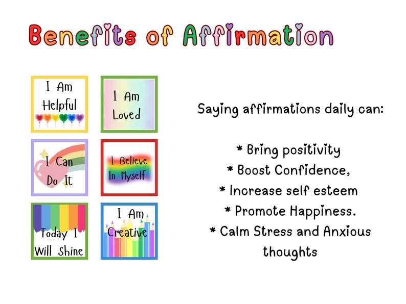 Printable Rainbow Affirmation Cards for Kids - Etsy