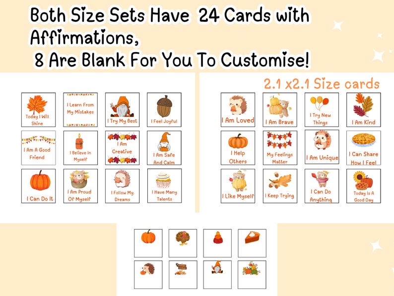 Printable Affirmation Cards for Kids- Thanksgiving, Autumn, Fall Theme ...