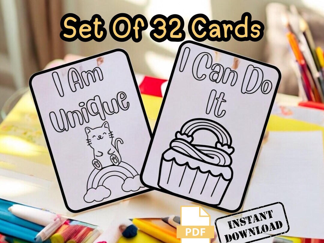 Printable Coloring Affirmation Cards for Kids Coloring Activity for ...