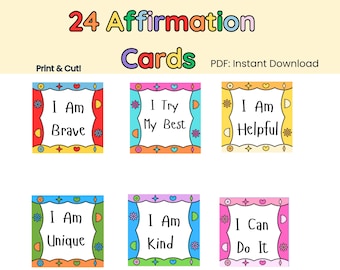 Printable Rainbow Affirmation Cards for Kids - Etsy