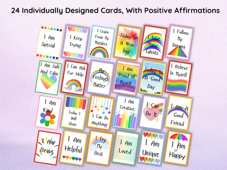 Printable Affirmation Cards for Kids: Self-love & Gratitude (PDF ...