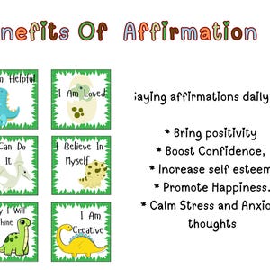 Printable Affirmation Cards for Kids Dinosaur Themed, Self Esteem ...