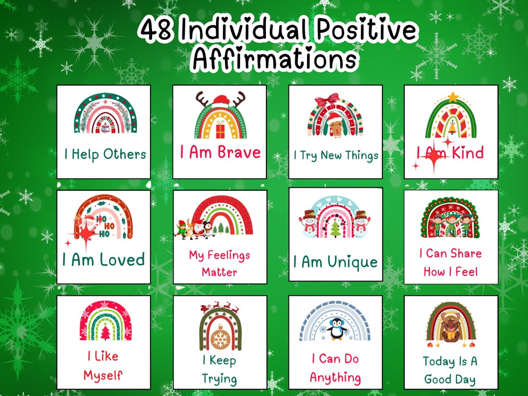 Printable Christmas Gratitude Cards- Daily Affirmation Cards, Anxiety ...