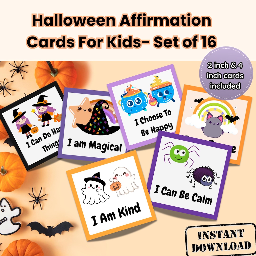 Daily Affirmation Card Printable for Kids, Lunchbox Notes, Trick or ...