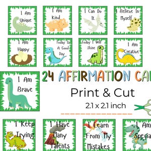 Printable Affirmation Cards for Kids Dinosaur Themed, Self Esteem ...