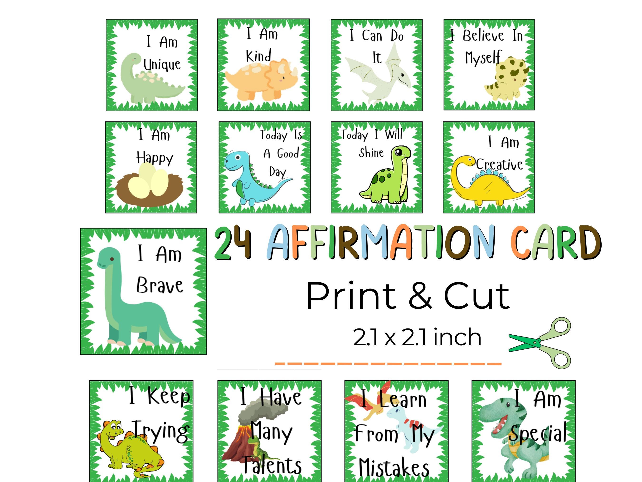 Printable Affirmation Cards for Kids Dinosaur Themed, Self Esteem ...