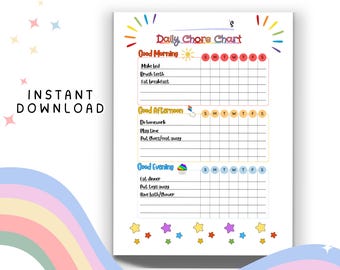 Chore Chart, Kids Chart, Healthy Habits, Daily Routine, Printable Chart ...