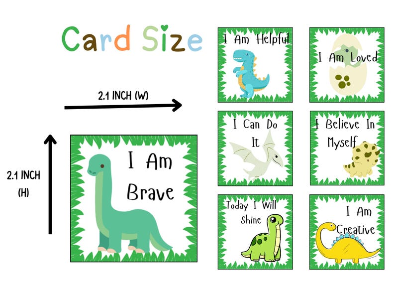Printable Affirmation Cards for Kids Dinosaur Themed, Self Esteem ...