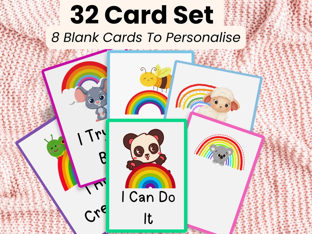Printable Rainbow & Animal Affirmation Cards for Kids- Cards for Daily ...