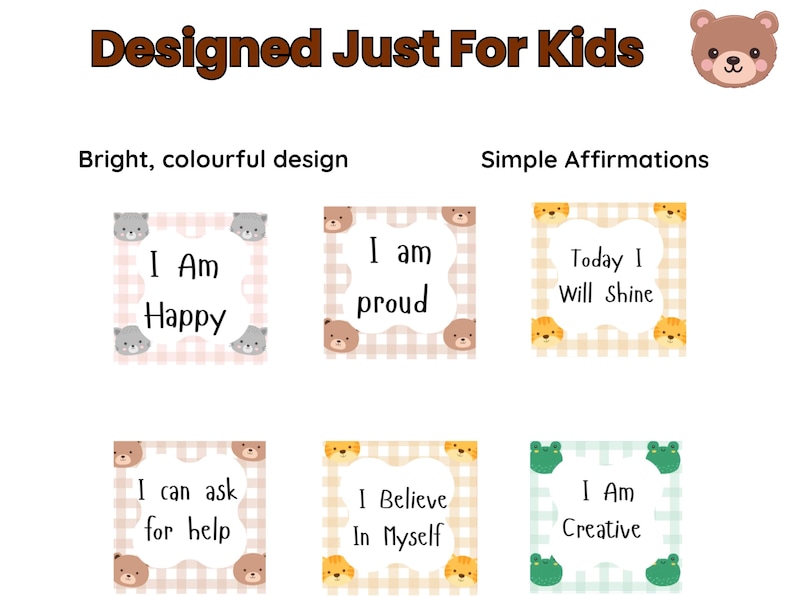 Printable Teddy Bear & Animal Affirmation Cards for Kids, - Etsy