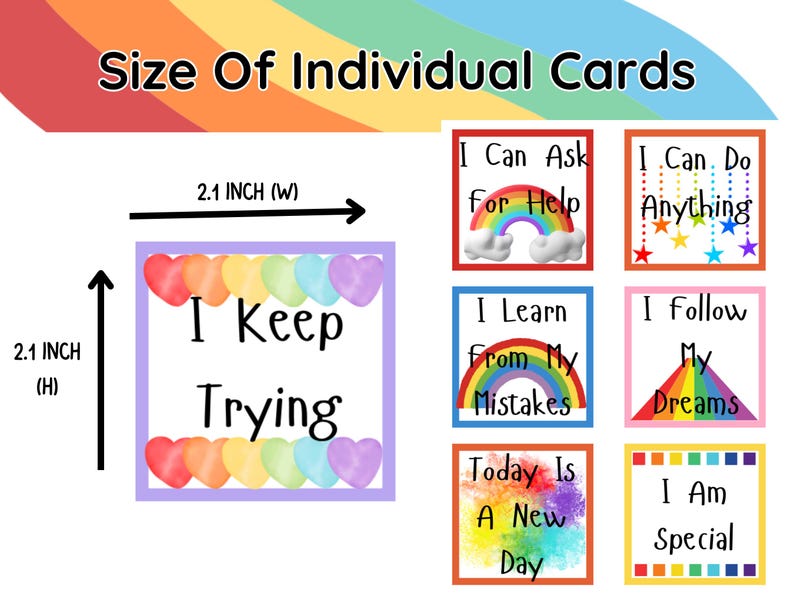 Printable Rainbow Affirmation Cards for Kids - Etsy