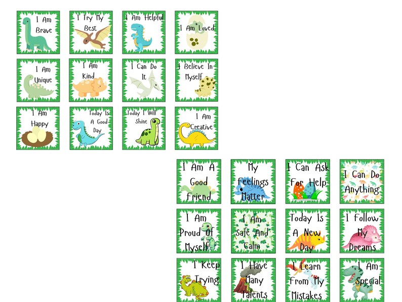 Printable Affirmation Cards for Kids Dinosaur Themed, Self Esteem ...