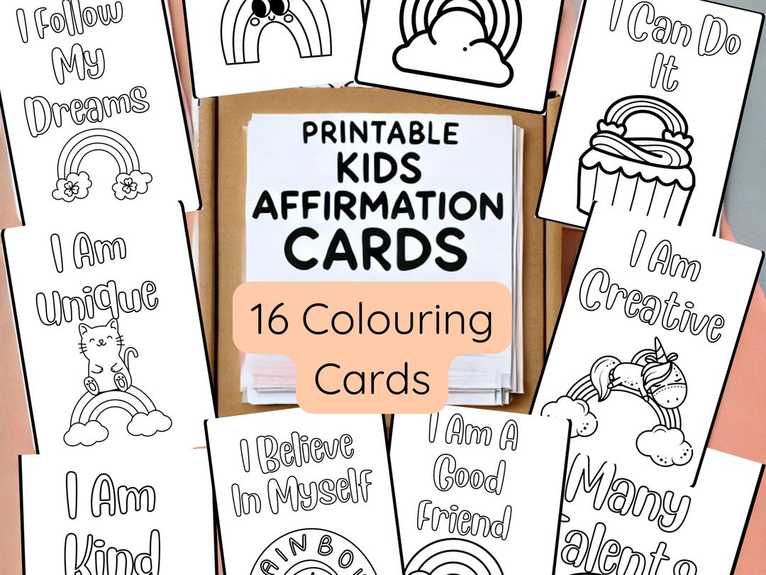 Printable Affirmation Coloring Sheets, Affirmation Cards for Kids ...