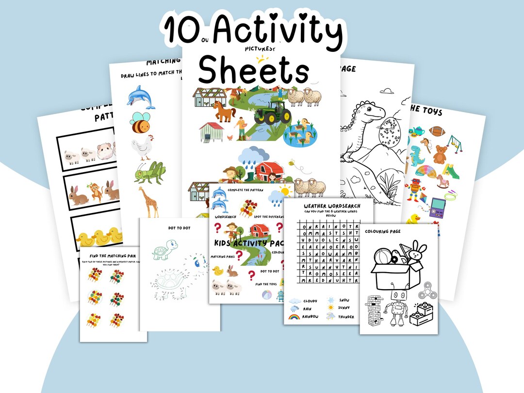 Printable Activity Sheets for Kids - Etsy UK