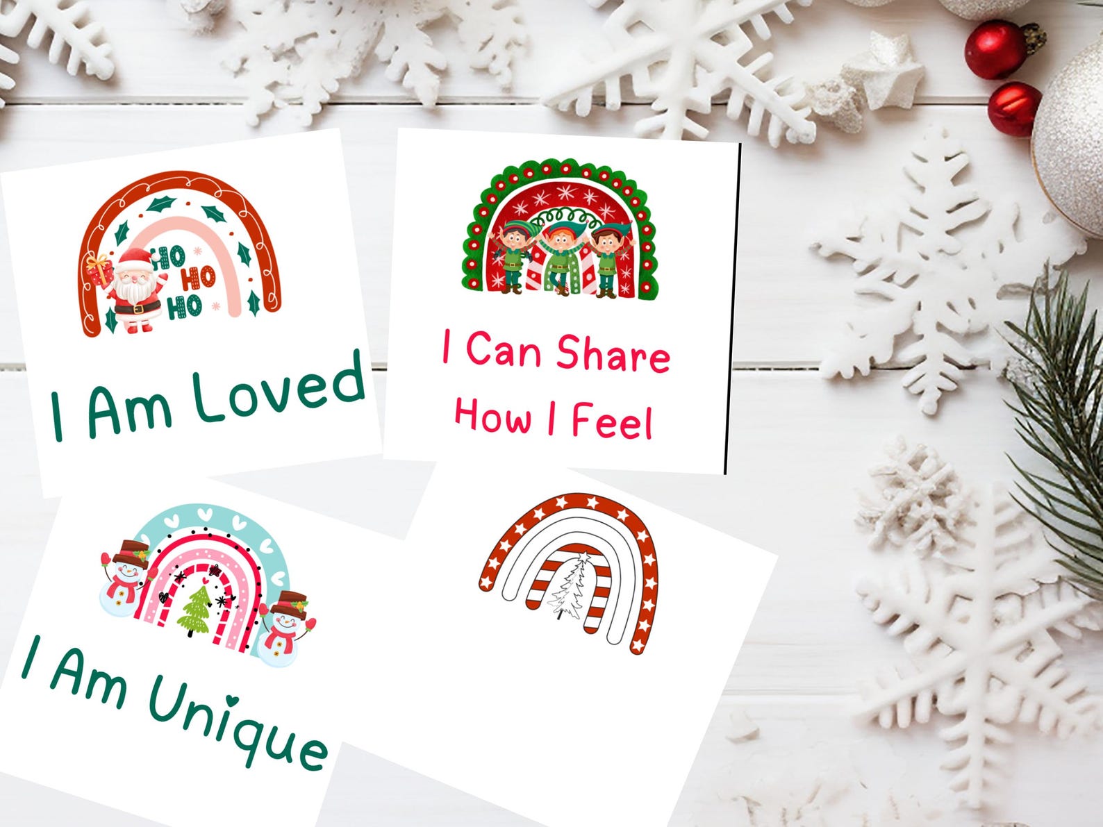 Printable Christmas Gratitude Cards- Daily Affirmation Cards, Anxiety ...