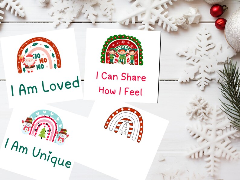 Printable Christmas Gratitude Cards- Daily Affirmation Cards, Anxiety ...