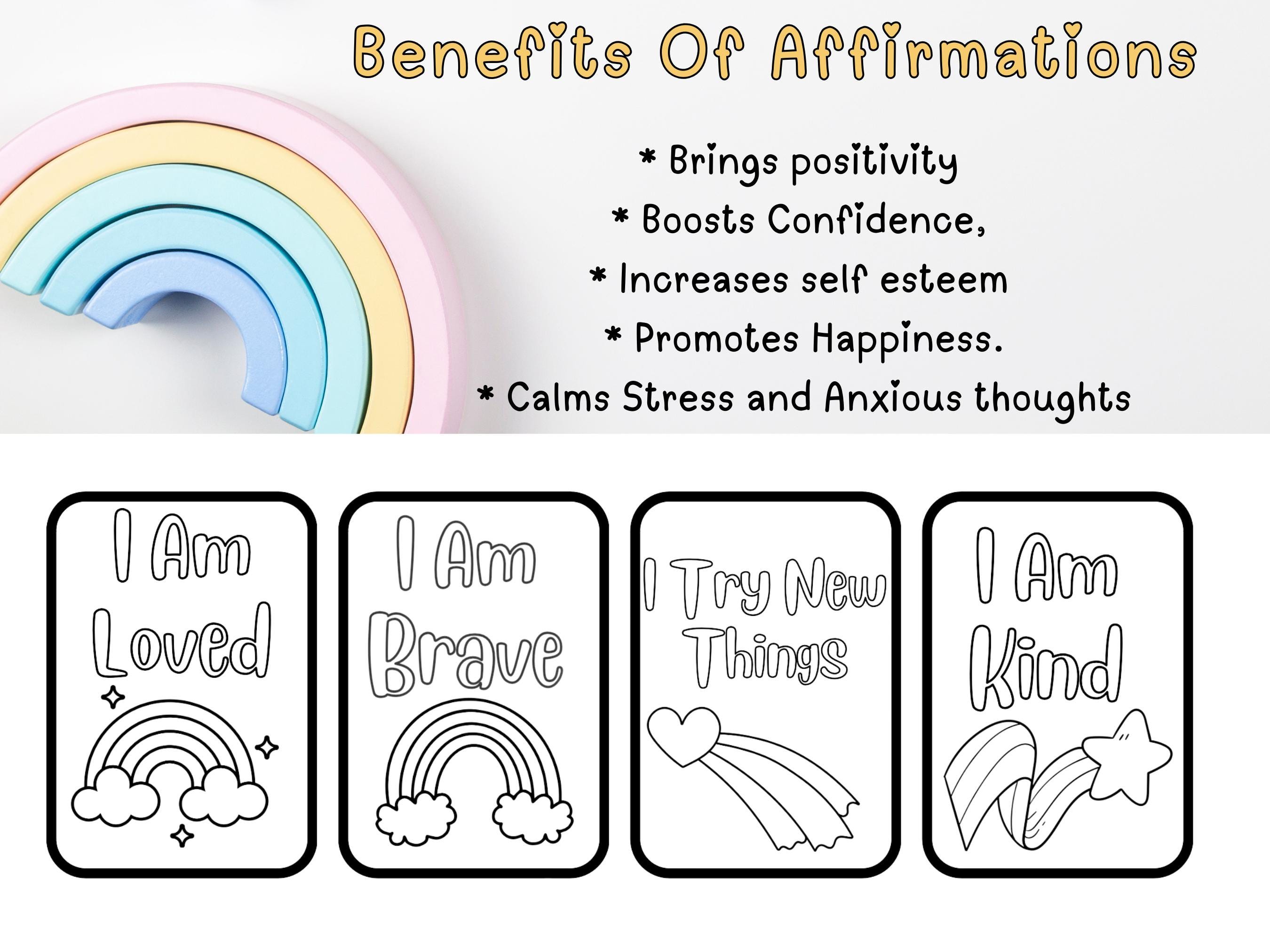 Printable Coloring Affirmation Cards for Kids Coloring Activity for ...