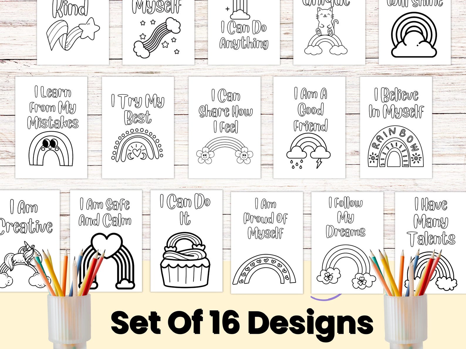 Printable Affirmation Coloring Posters for Kids – Set of 16 ...