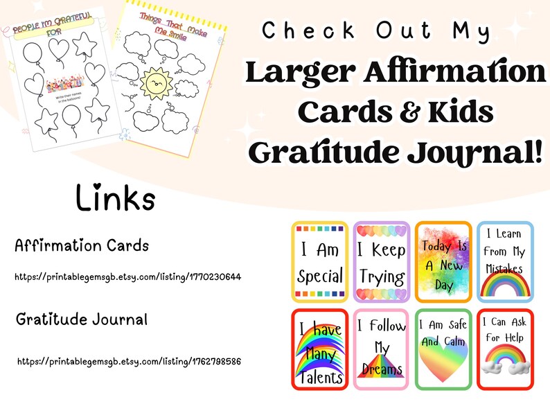 Printable Rainbow Affirmation Cards for Kids - Etsy