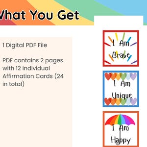 Printable Rainbow Affirmation Cards for Kids - Etsy