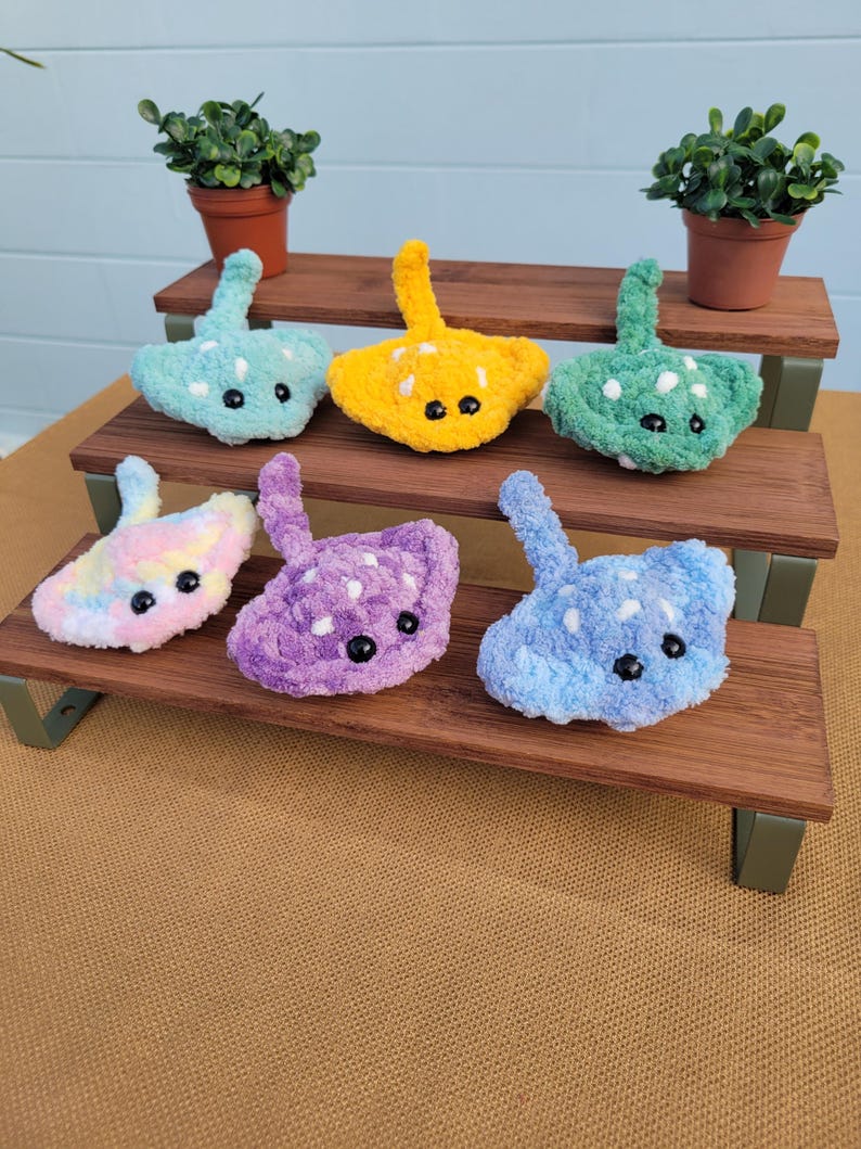 Mini Crochet Happy Stingray Plush | Amigurumi | Plushie | Custom Color ...