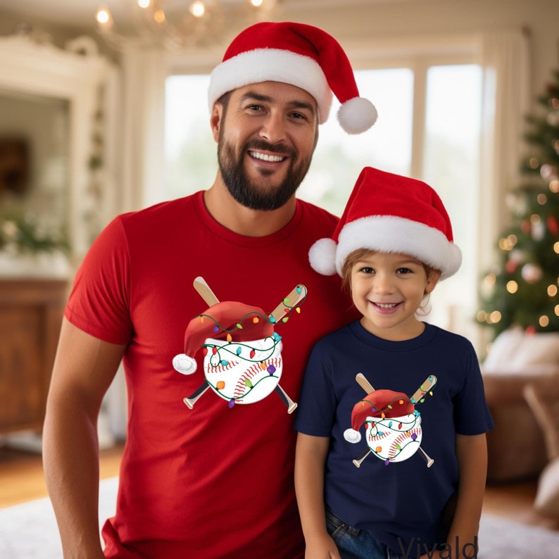 Baseball Player Christmas T-shirt: Santa Sports Design - Etsy