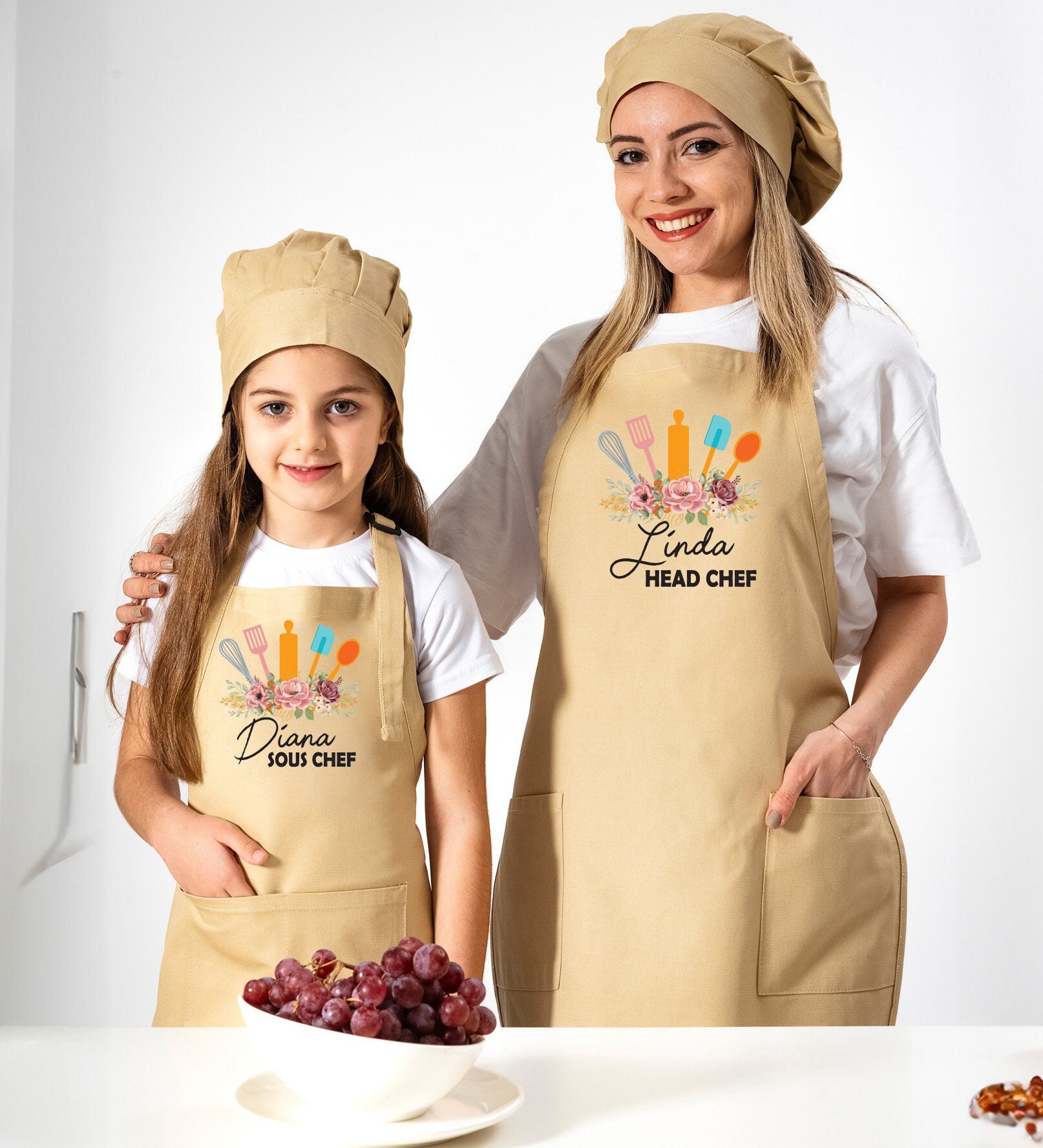 Custom Mommy and Me Aprons, Matching Apron, Mama Head Chef, Custom ...
