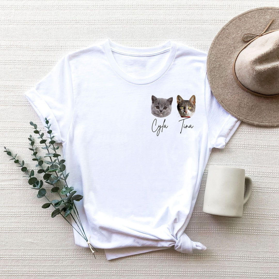 Custom Cat Face T-shirt, Cat Mom Shirt, Cat Lovers Sweatshirt, Gift for ...