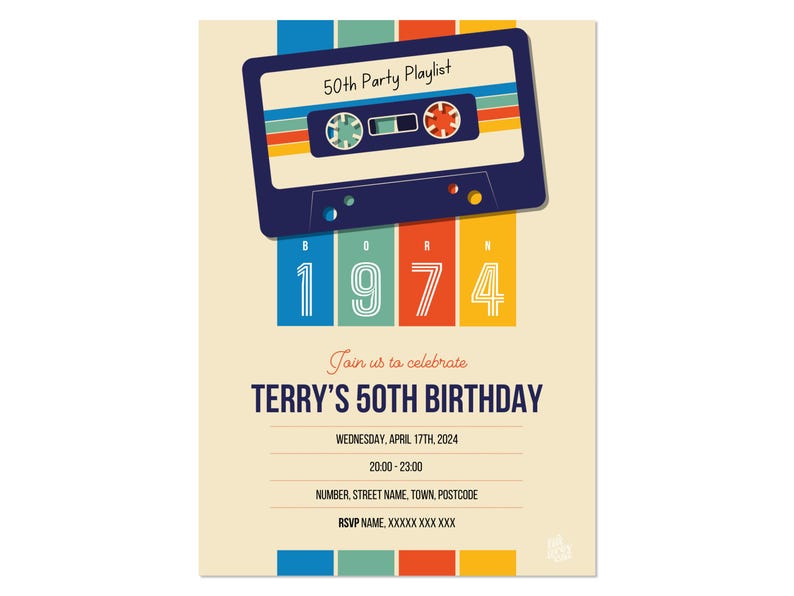 50th Birthday Invitation Template – Editable Year in Canva, Born in ...