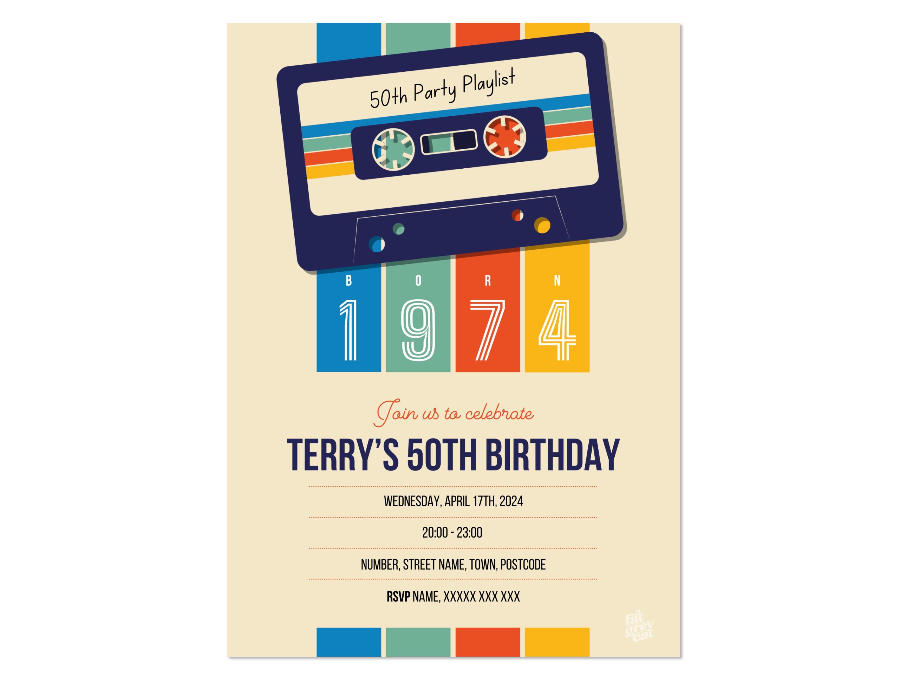50th Birthday Invitation Template – Editable Year in Canva, Born in ...