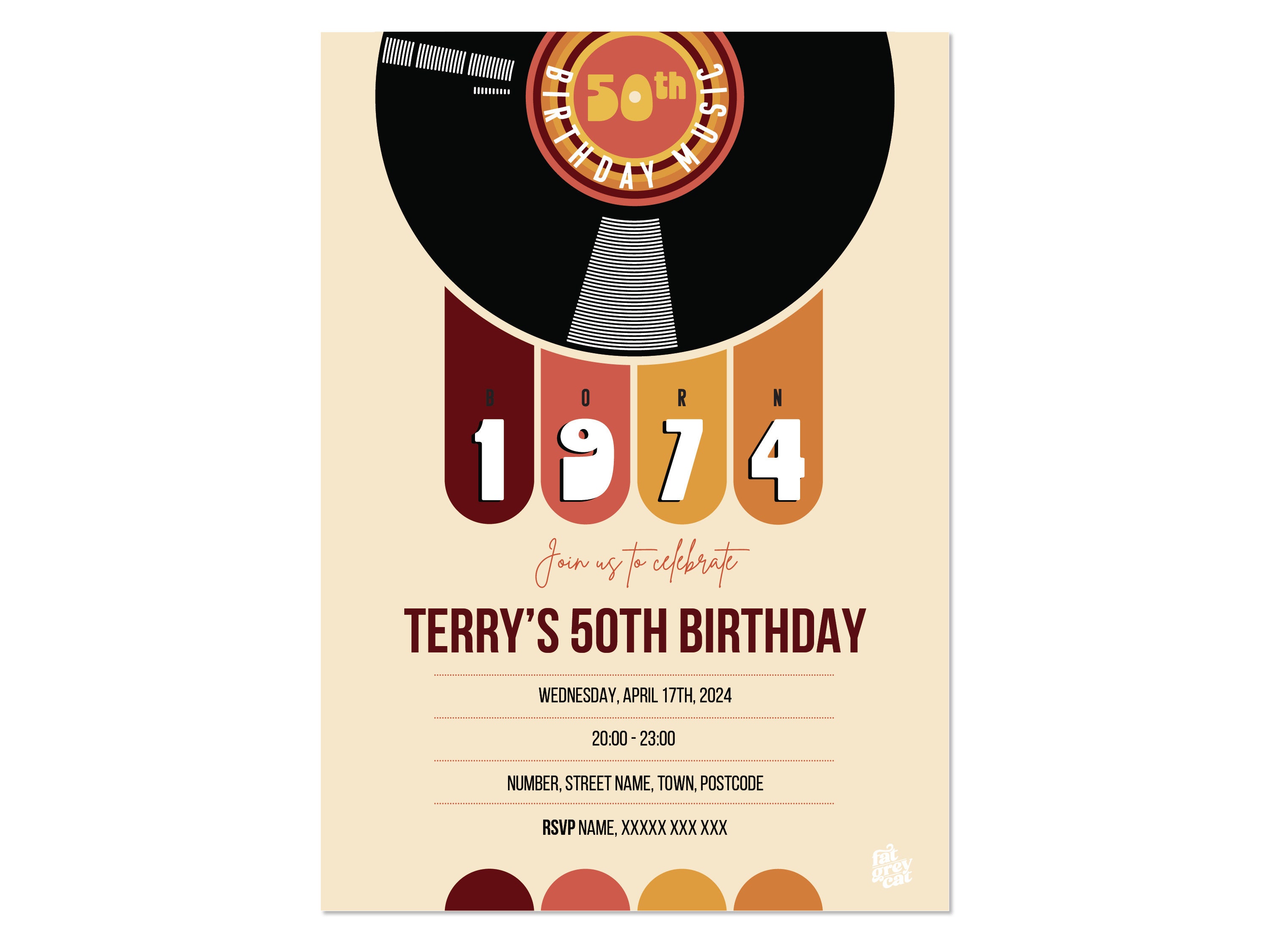 50th Birthday Party Invite Instant Download. Retro. Born in 1975 ...