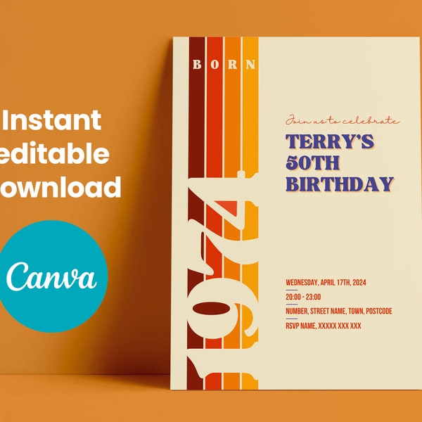 50th Birthday Men Digital Invite - Etsy