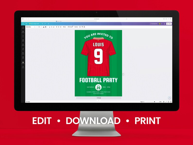 Liverpool FC Birthday Invitation / Liverpool Football Party Invite ...