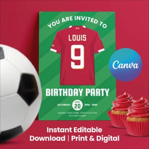 Liverpool FC Birthday Invitation: Editable Football Party Invite ...