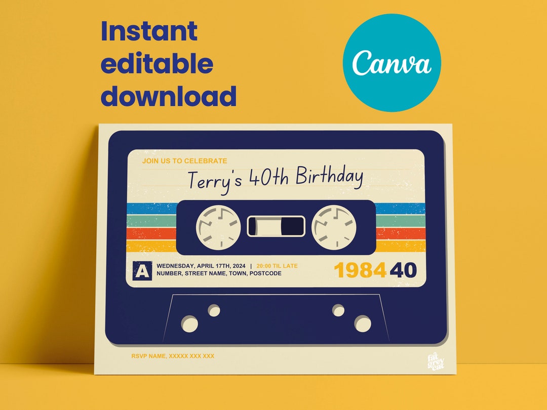 40th Birthday Party Invite Template. Instant Download. Born in 1985 ...