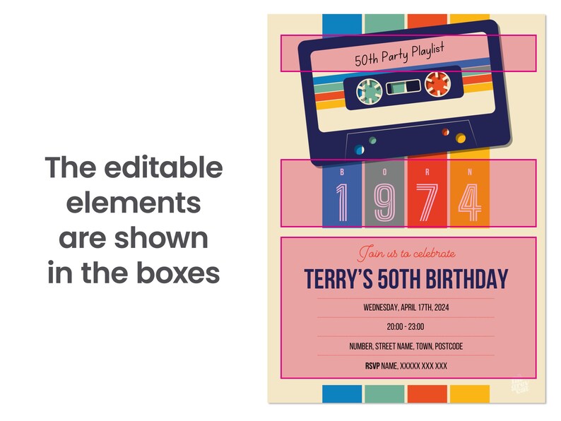 50th Birthday Invitation Template – Editable Year in Canva, Born in ...