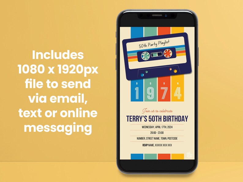 50th Birthday Invitation Template – Editable Year in Canva, Born in ...