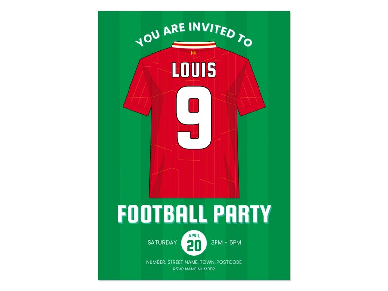 Liverpool FC Birthday Invitation / Liverpool Football Party Invite ...