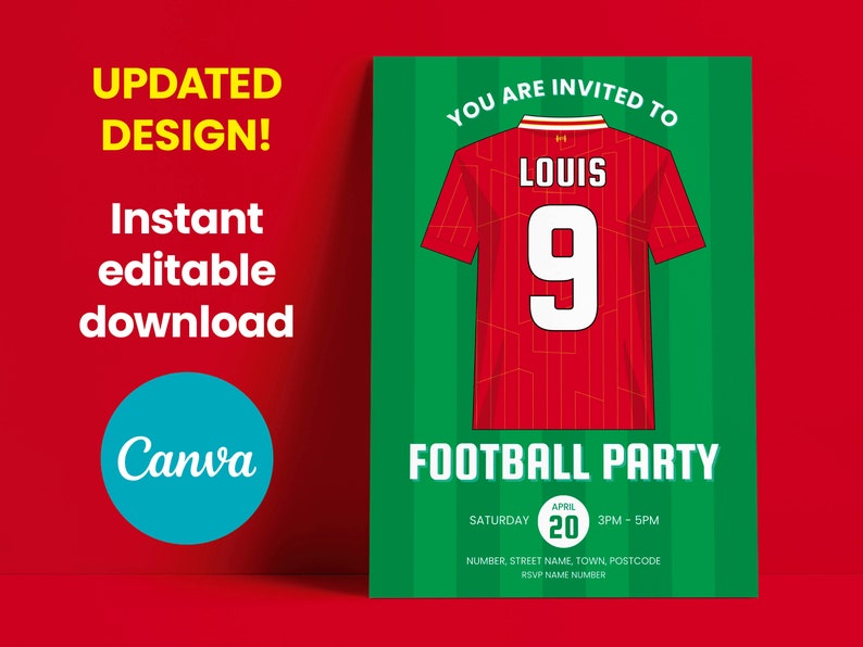Liverpool FC Birthday Invitation / Liverpool Football Party Invite ...