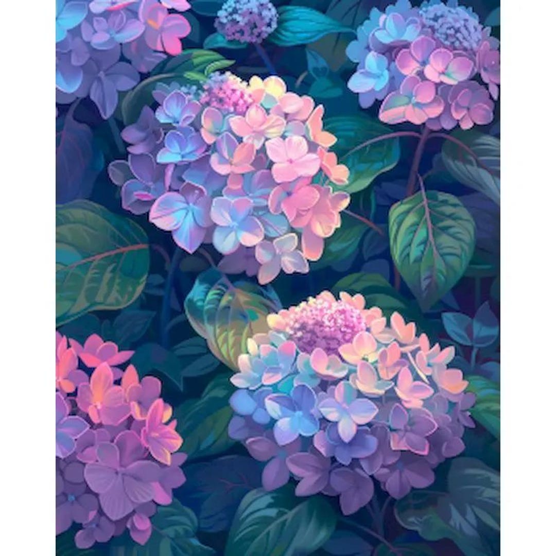 Hydrangea Paint by Numbers Kit | DIY Canvas Painting | Relaxing Art ...