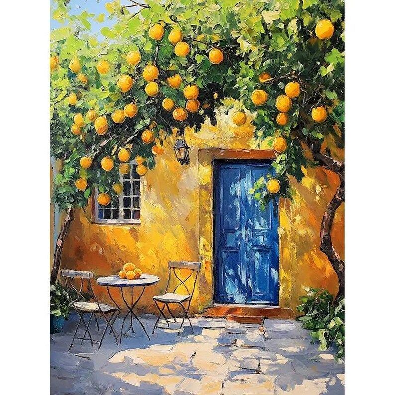 Lemon Orchard Paint by Numbers Kit: Mediterranean Citrus DIY Art - Etsy