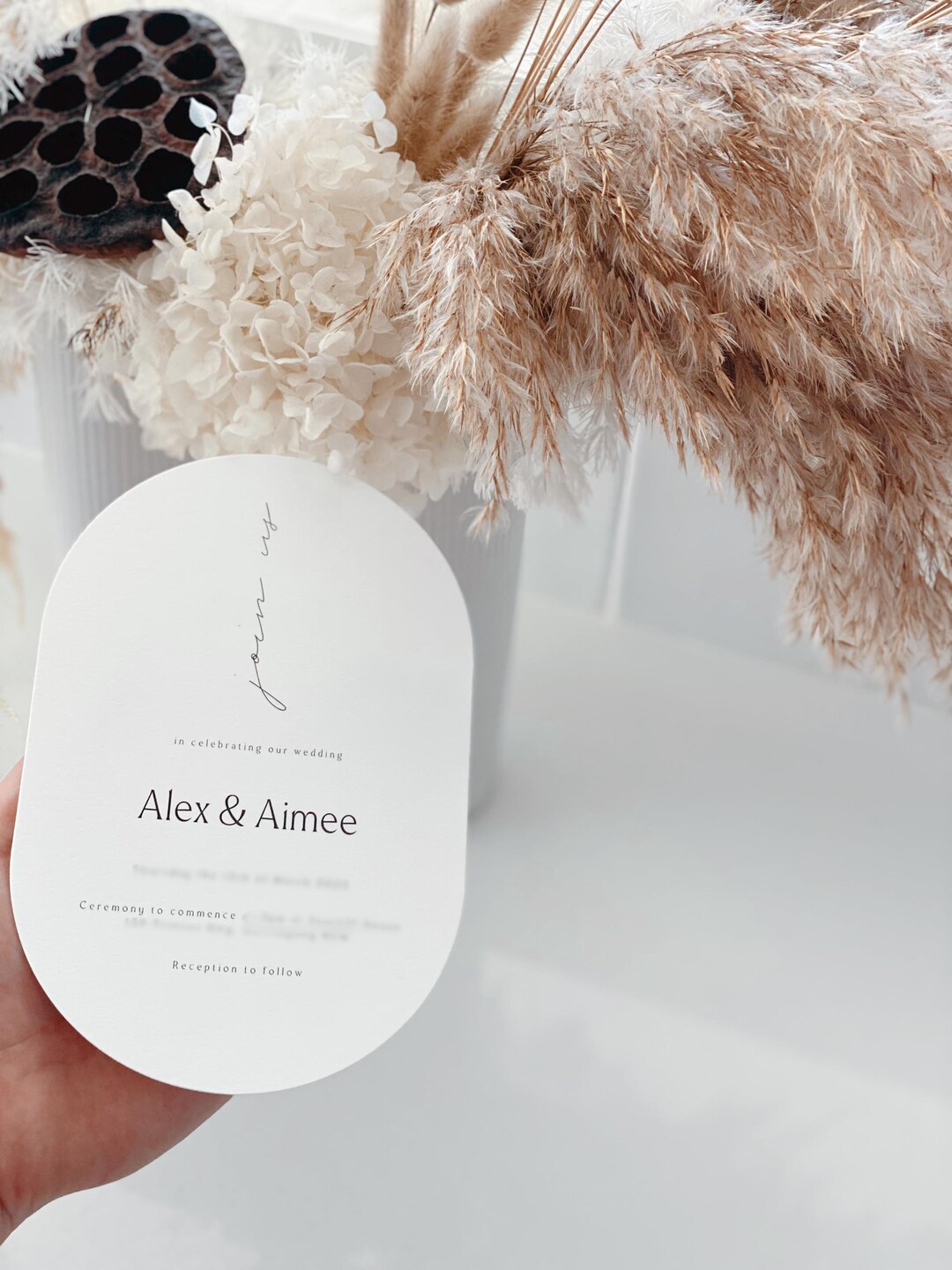 Oval Wedding Invitation, Double Arch Invitation, Minimalist PRINTED - Etsy