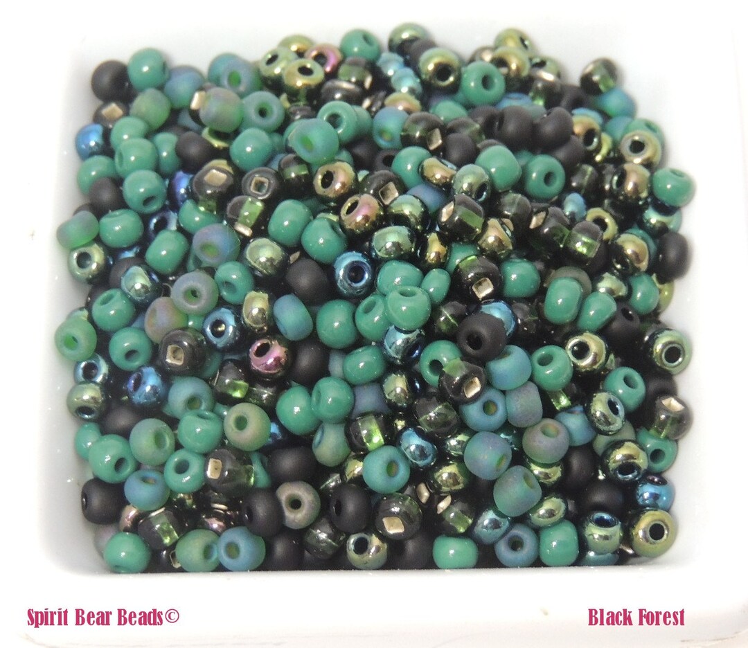 Black Forest Dark Green Size 6 Czech Seed Bead Mix 50 Grams Greens ...