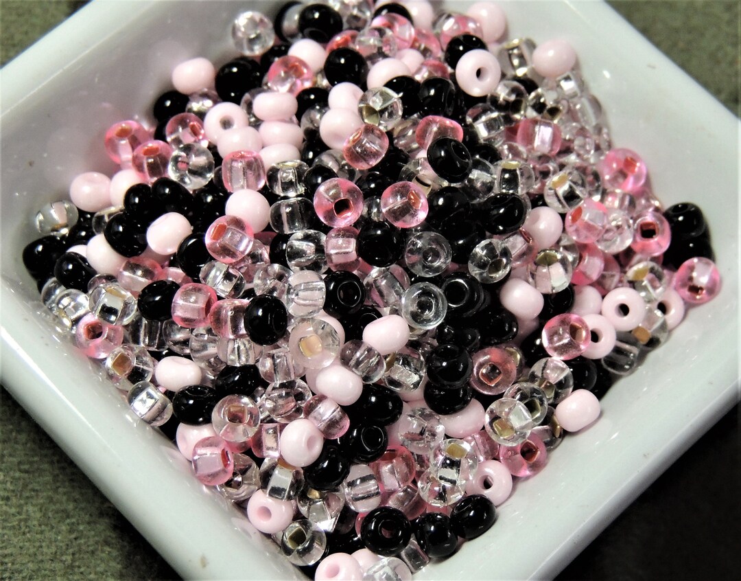 Prom Dress Mix, Seed Beads, Pink Bead Mix, Size 6 Beads, Black White ...