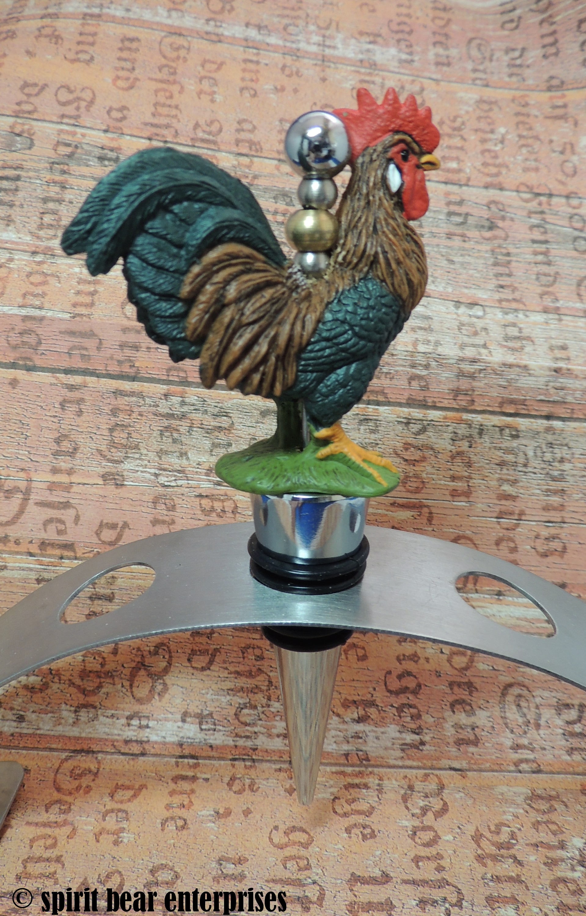 Colorful Rooster OR Red Hen or Chicks Beaded Wine Stopper Gift Bar Ware ...