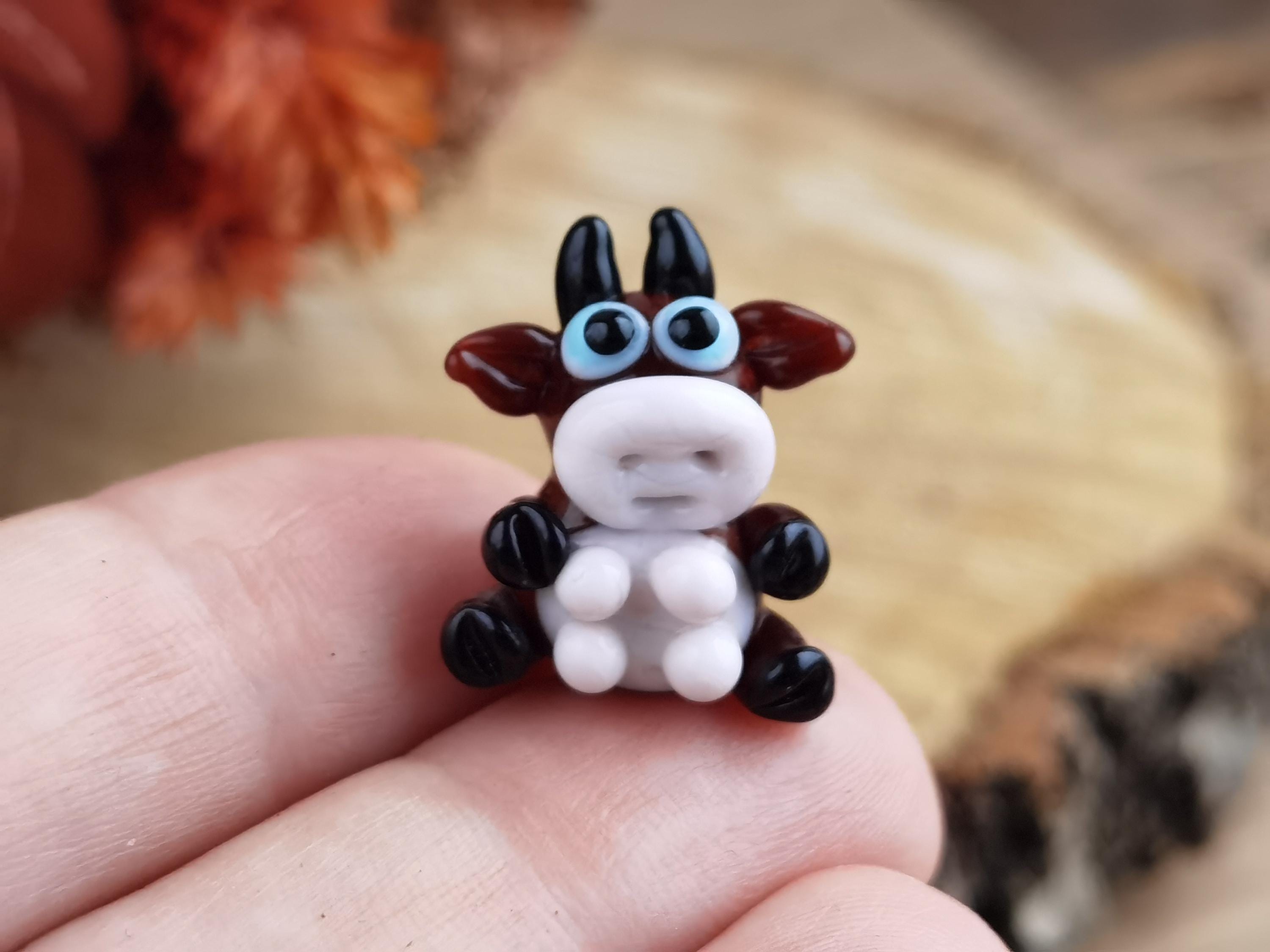 Tiny Glass Animals Glass Cow Figurine Miniature Cow Gifts Tiny Cow ...